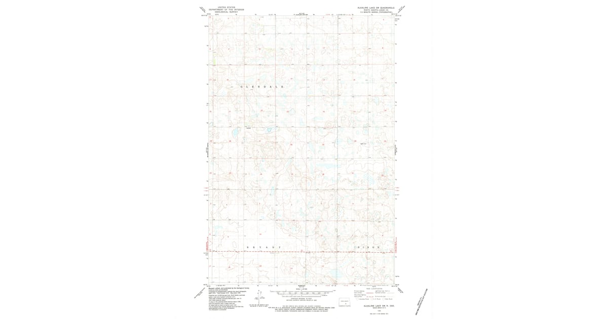 1983 Map of Alkaline Lake SW, Logan County, ND — High-Res | Pastmaps