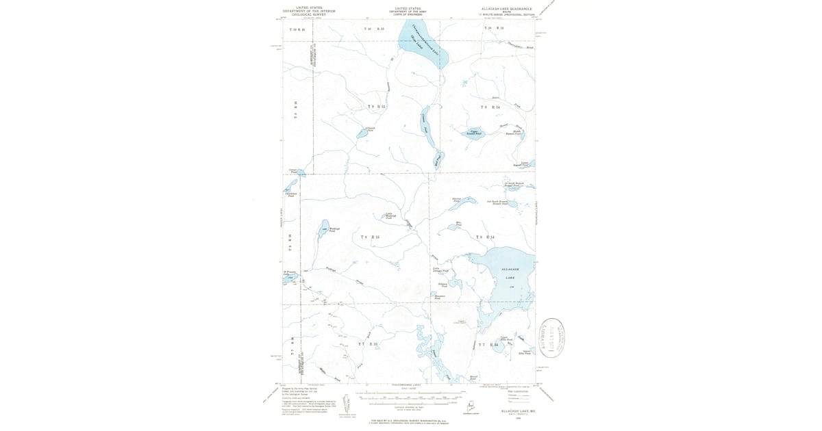 1954 Map of Allagash Lake, Piscataquis County, ME — High-Res | Pastmaps