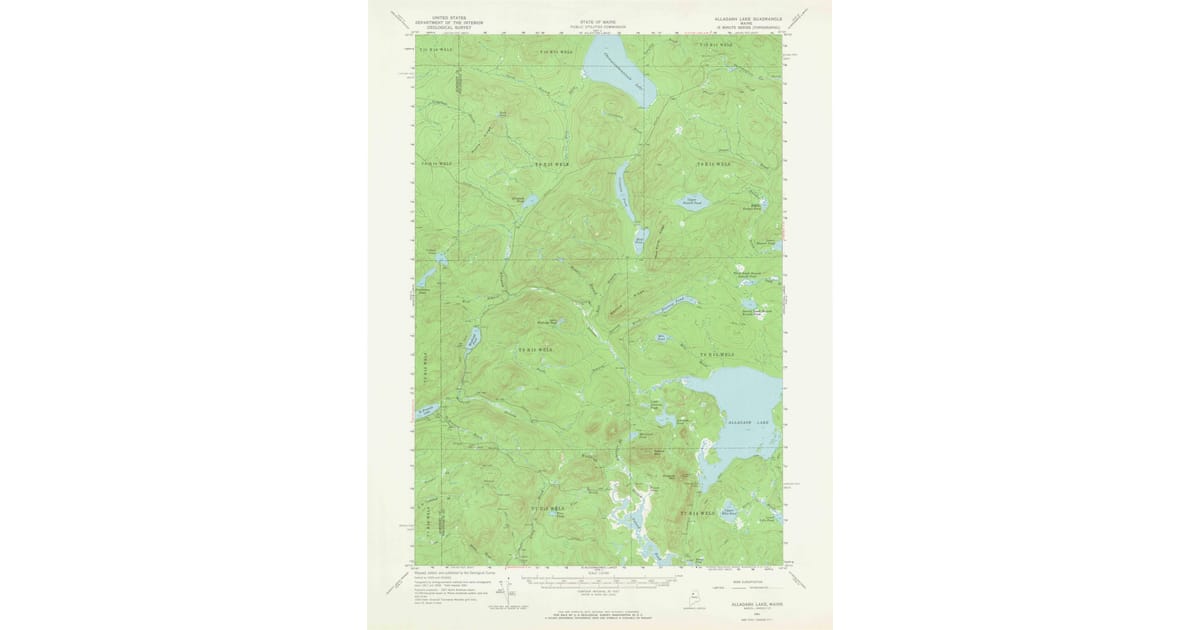 1961 Map of Allagash Lake, Piscataquis County, ME — High-Res | Pastmaps