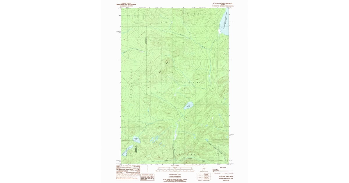1989 Map of Allagash Pond, Piscataquis County, ME — High-Res | Pastmaps