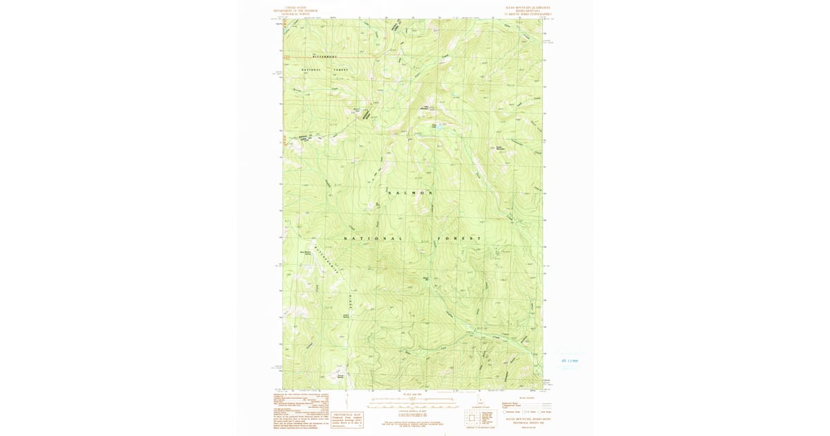 1991 Map of Allan Mountain, Lemhi County, ID — High-Res | Pastmaps