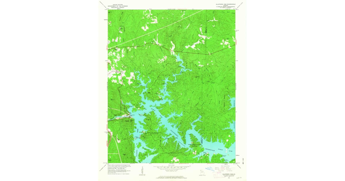 1961 Map of Allatoona Dam, Bartow County, GA — High-Res | Pastmaps