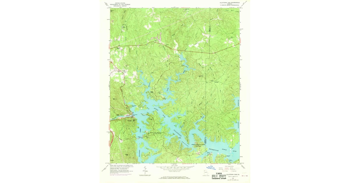 1968 Map of Allatoona Dam, Bartow County, GA — High-Res | Pastmaps