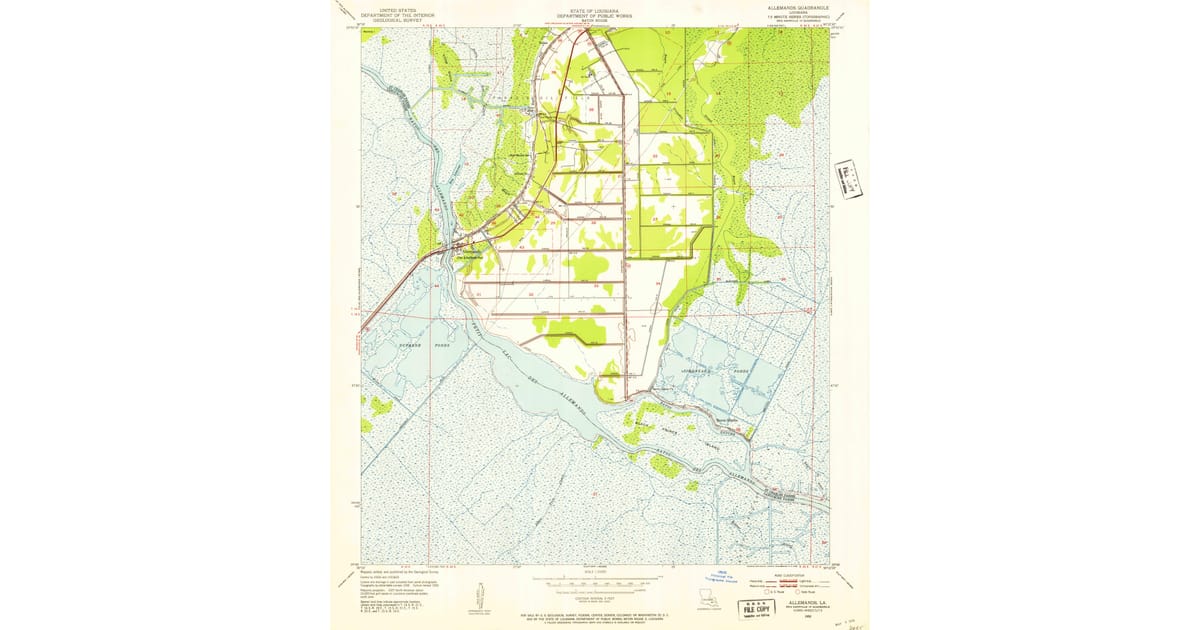1950s Maps of Des Allemands, LA | Pastmaps