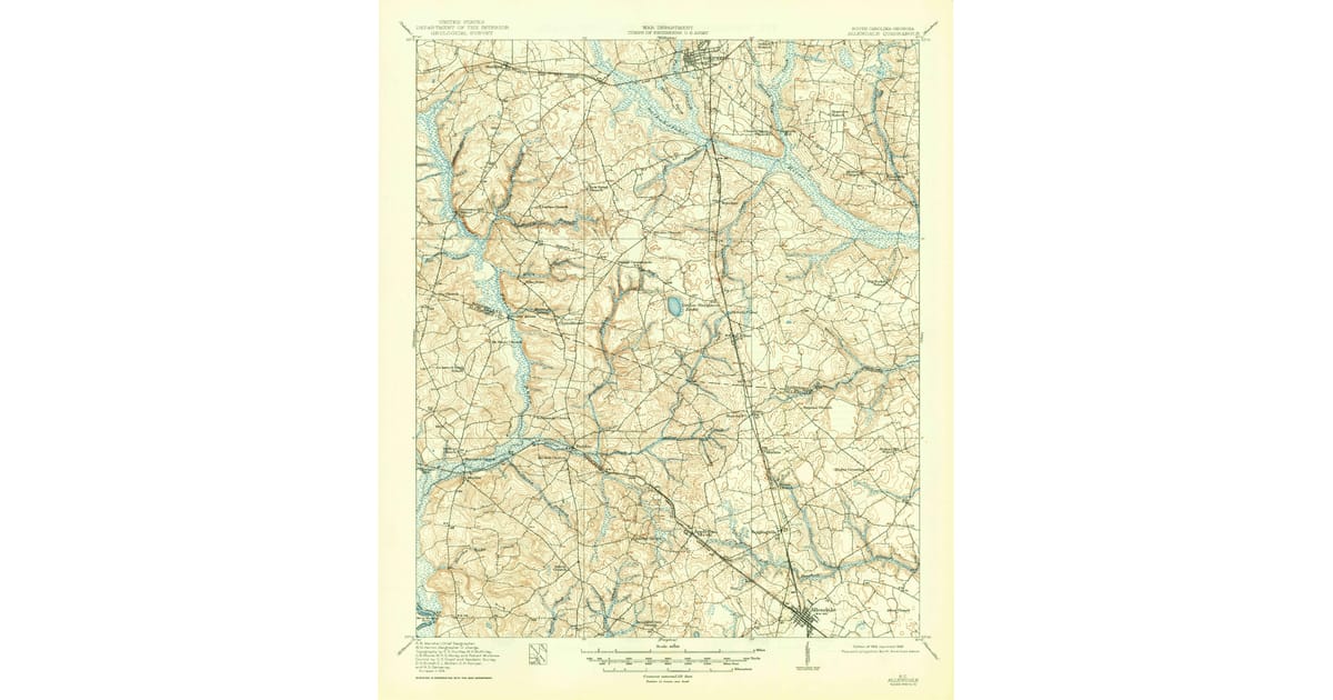 1919 Map of Allendale, SC — High-Res, 1947 Print | Pastmaps
