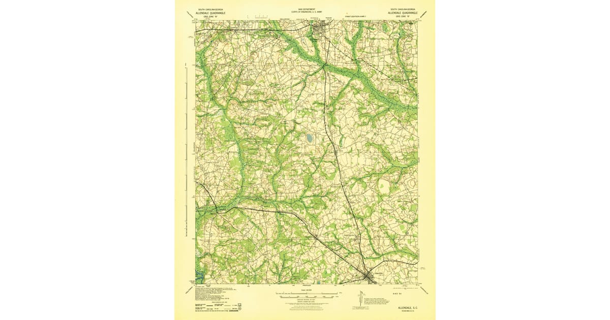 1943 Map of Allendale, SC — High-Res | Pastmaps