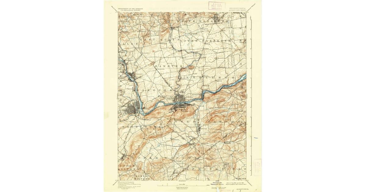 1894 Map of Allentown, PA — High-Res, 1936 Print | Pastmaps