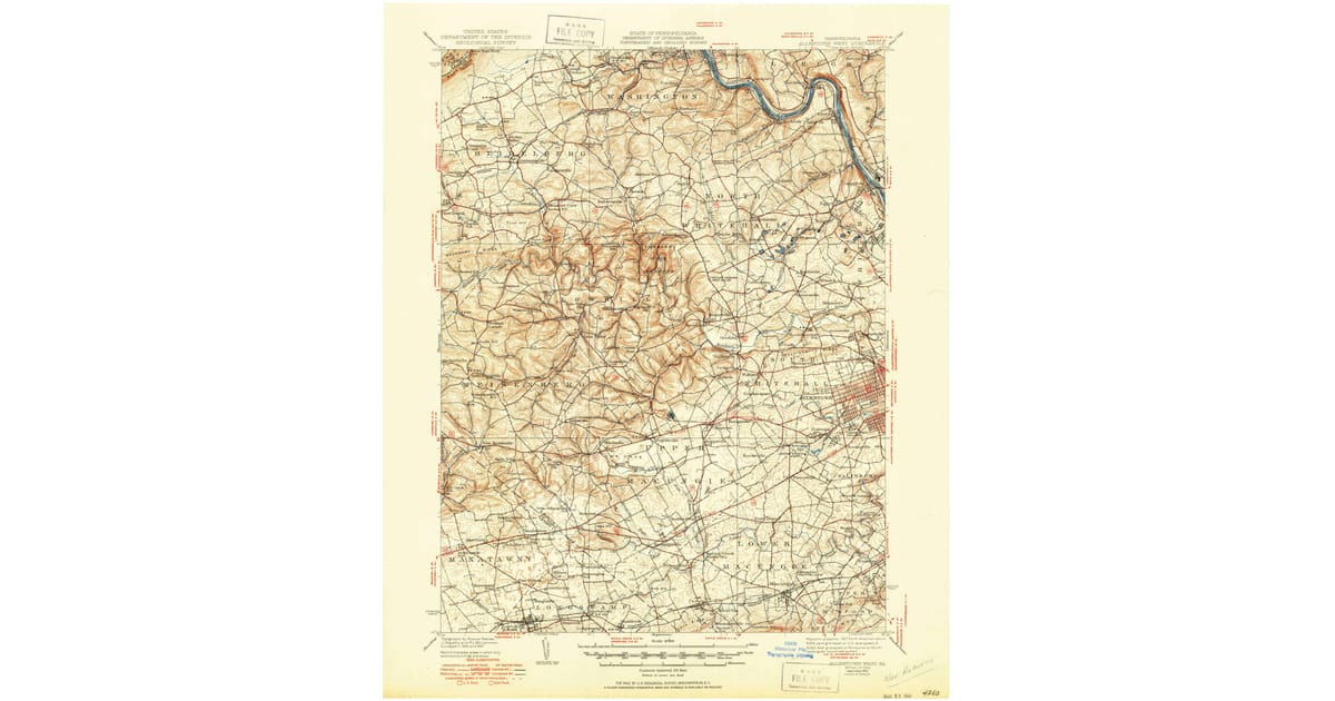 1942 Map of Allentown West, Lehigh County, PA — High-Res, 1951 Print ...