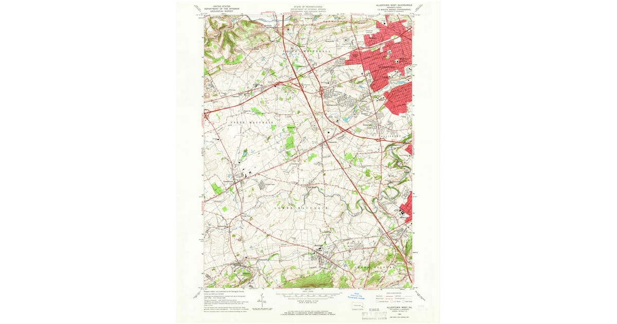 1964 Map of Allentown West, Lehigh County, PA — High-Res | Pastmaps