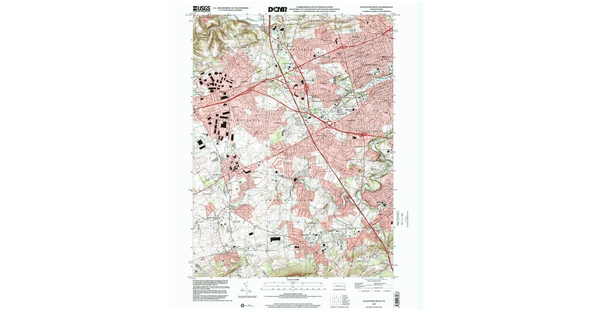 1999 Map of Allentown West, Lehigh County, PA — High-Res | Pastmaps