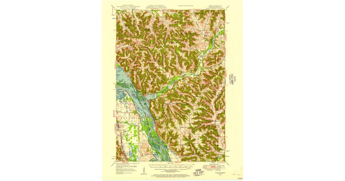 1950 Map of Alma, WI — High-Res, 1957 Print | Pastmaps