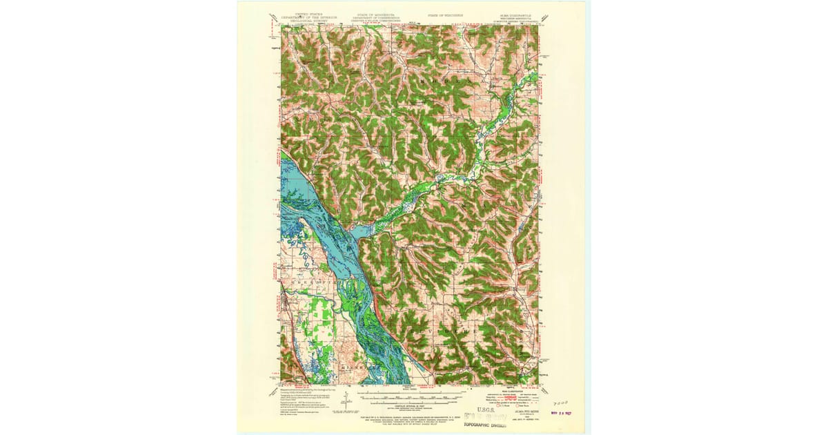 1950 Map of Alma, WI — High-Res, 1967 Print #2 | Pastmaps