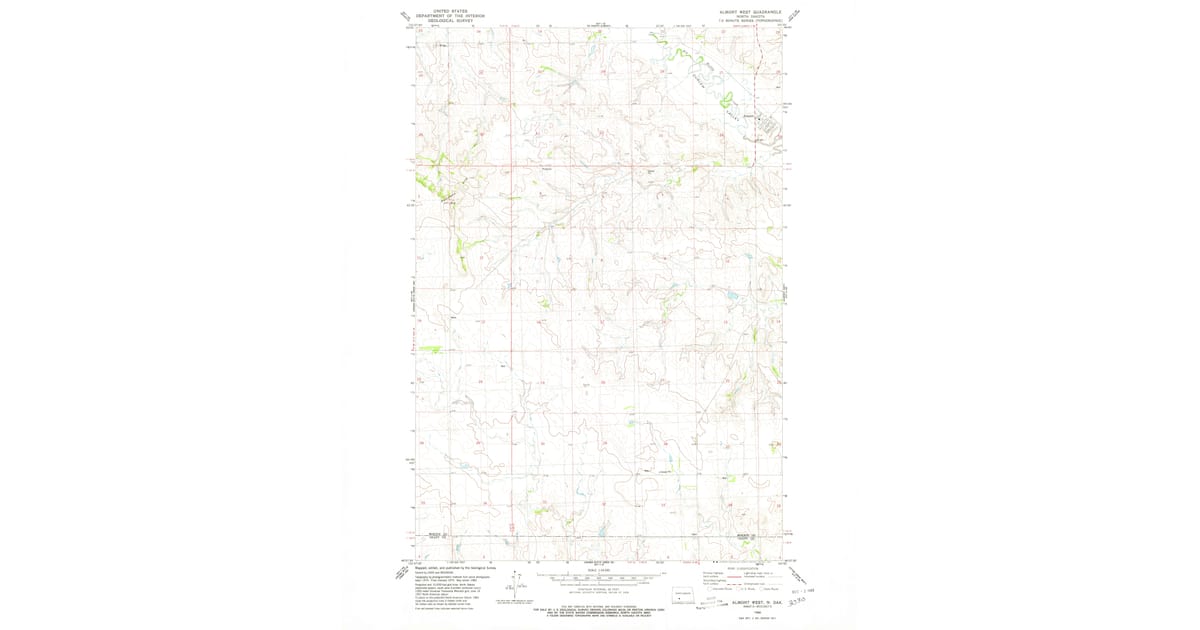 1980 Map of Almont West, Morton County, ND — High-Res | Pastmaps