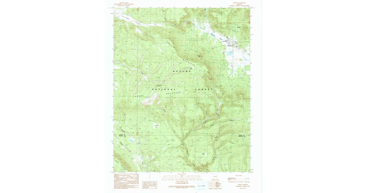 1991 Map of Alpine, AZ — High-Res | Pastmaps