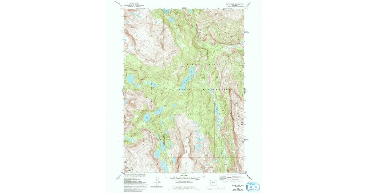 1952 Map of Alpine Lake, Fremont County, WY — High-Res | Pastmaps