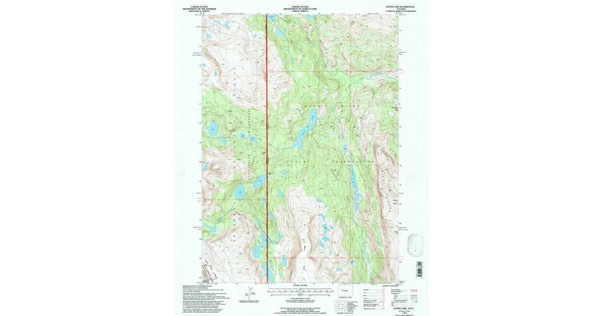 1991 Map of Alpine Lake, Fremont County, WY — High-Res | Pastmaps