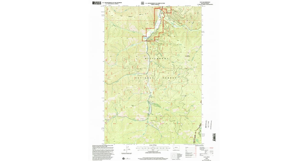 1998 Map of Alta, Ravalli County, MT — High-Res | Pastmaps