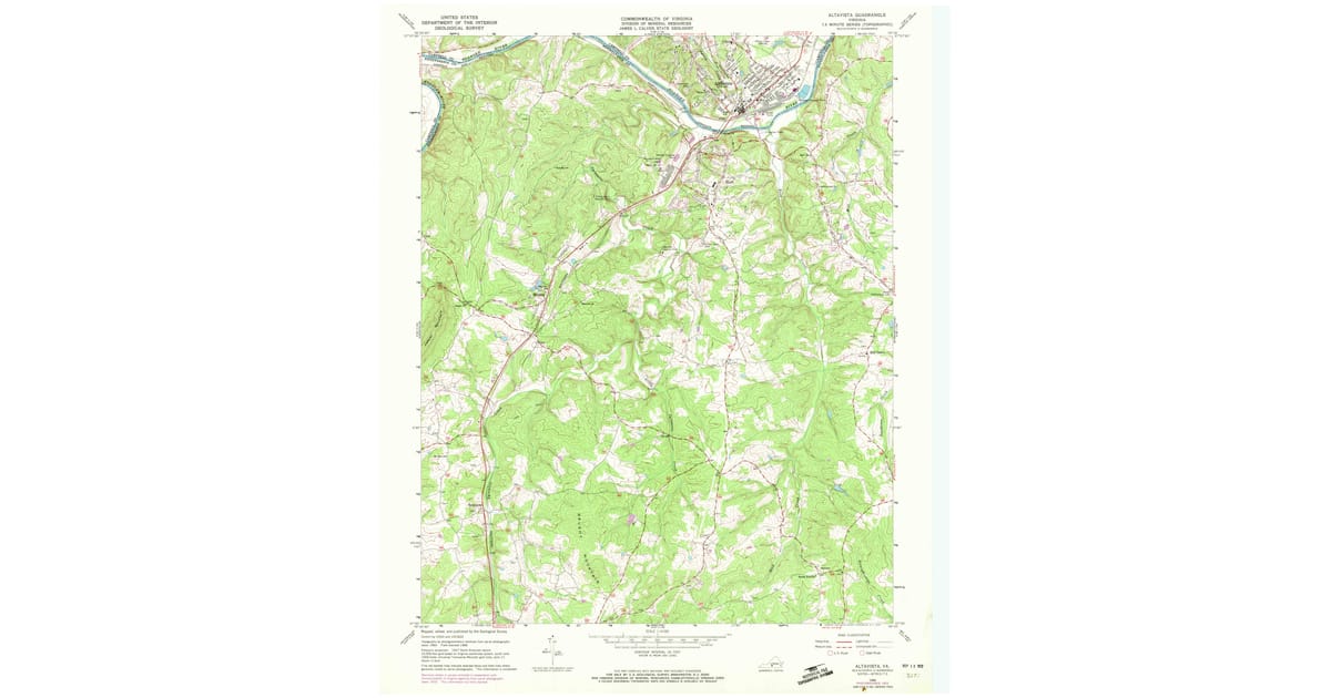 1966 Map of Altavista, VA — High-Res, 1972 Print | Pastmaps
