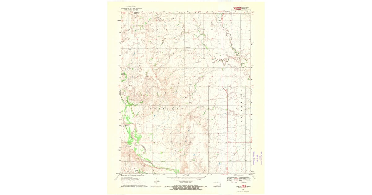 1969 Map of Alva NW, Woods County, OK — High-Res | Pastmaps