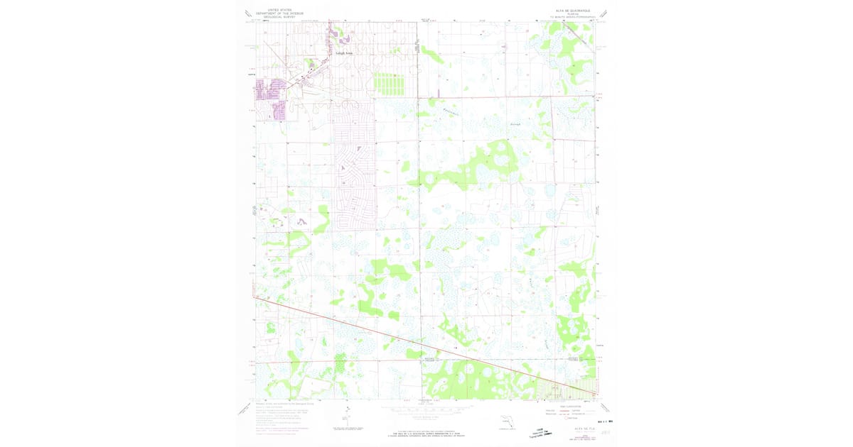 1958 Map of Alva SE, Lee County, FL — High-Res, 1971 Print | Pastmaps