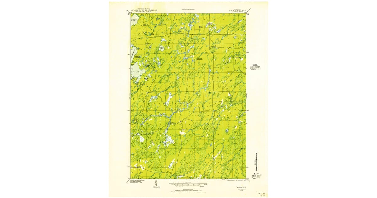 1938 Map of Alvin, Forest County, WI — High-Res | Pastmaps