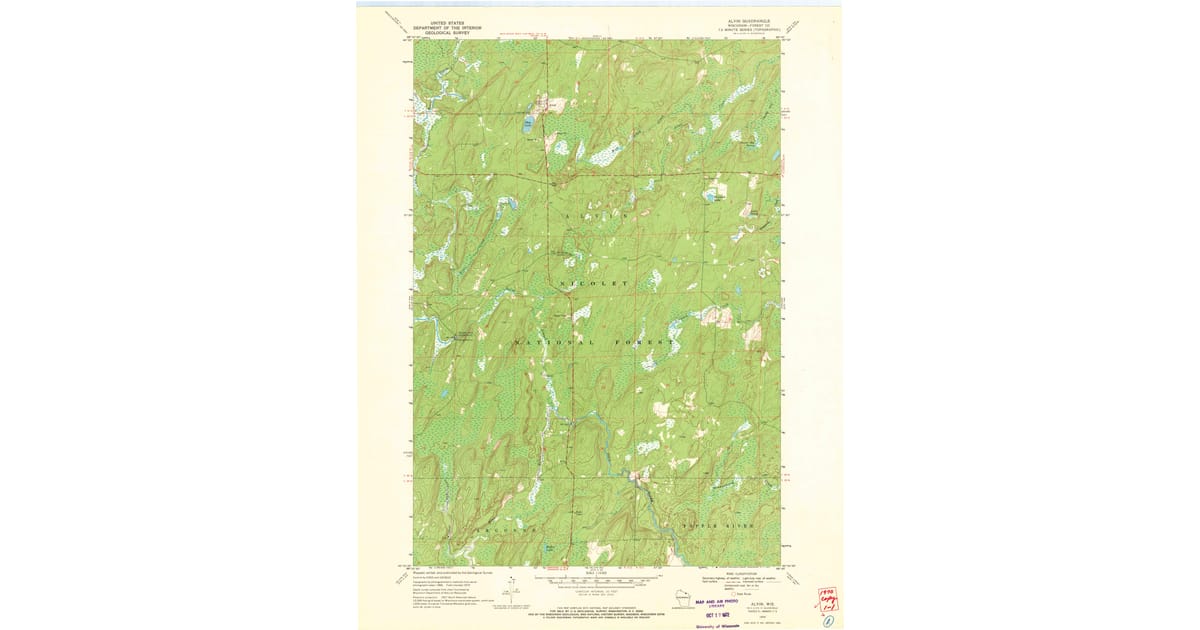 1970 Map of Alvin, Forest County, WI — High-Res | Pastmaps