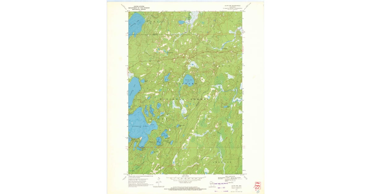 1970 Map of Alvin NW, Forest County, WI — High-Res | Pastmaps