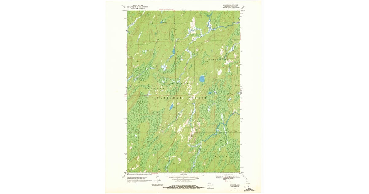 1970 Map of Alvin SE, Forest County, WI — High-Res | Pastmaps