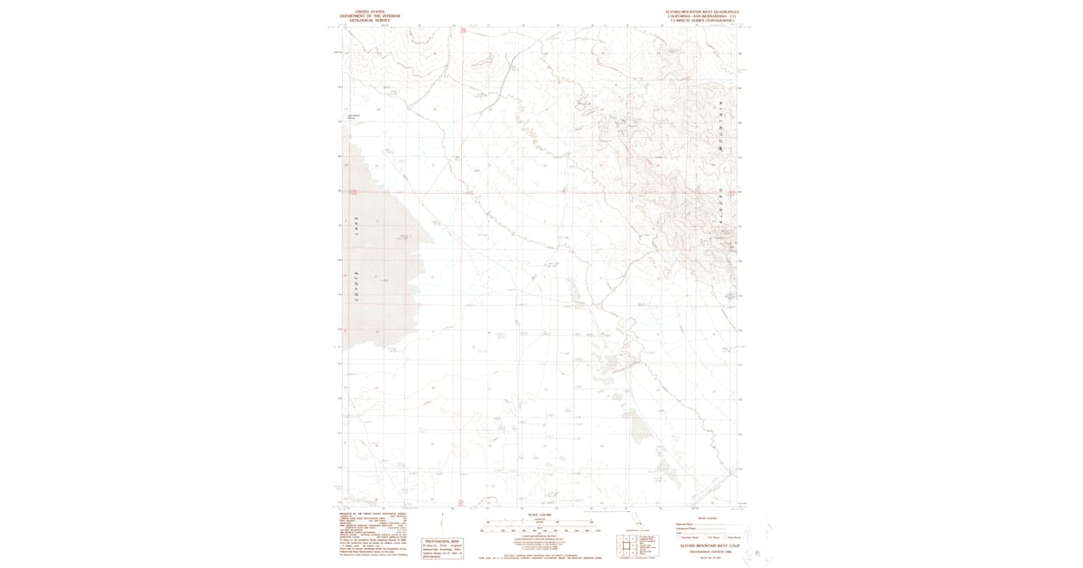 1986 Map of Alvord Mountain West, San Bernardino County, CA — High-Res ...