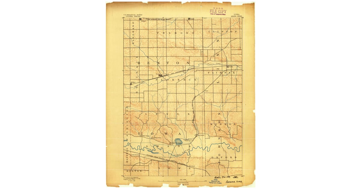 1889 Map of Amana, IA — High-Res | Pastmaps
