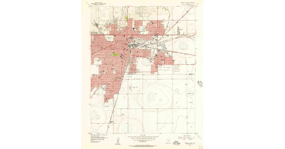 1956 Map of Amarillo East, Potter County, TX — High-Res | Pastmaps