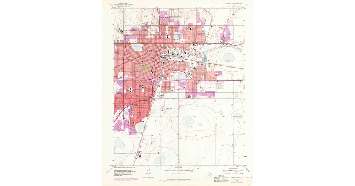 1956 Map of Amarillo East, Potter County, TX — High-Res, 1968 Print ...