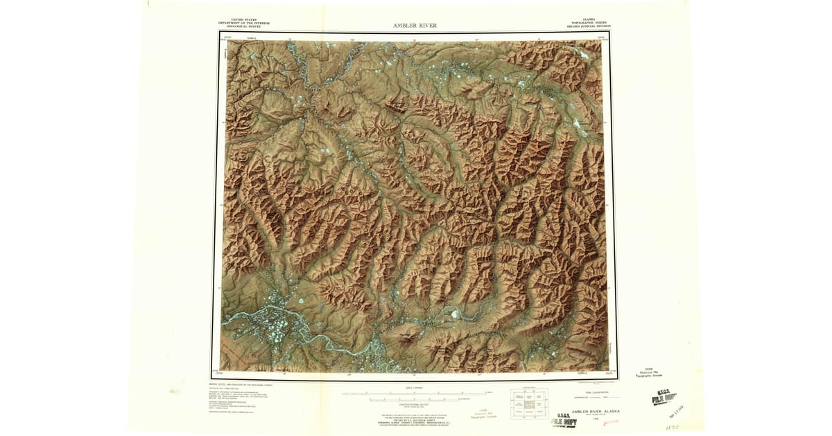1956 Map of Ambler River, Northwest Arctic Borough, AK — High-Res ...