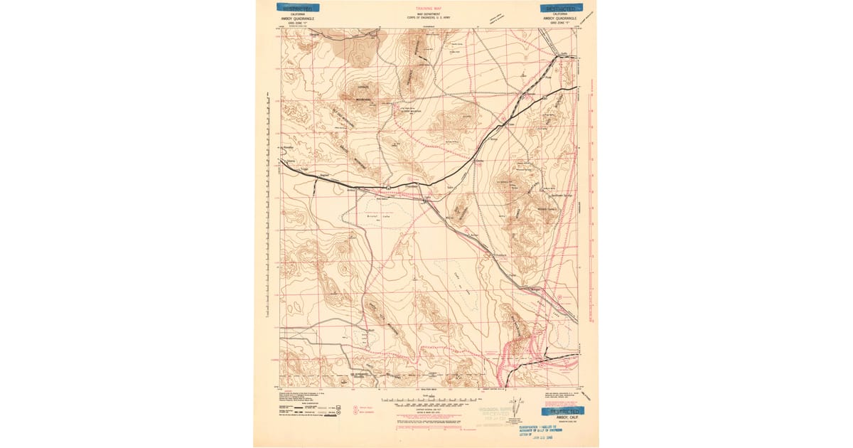 1943 Map of Amboy, San Bernardino County, CA — High-Res | Pastmaps