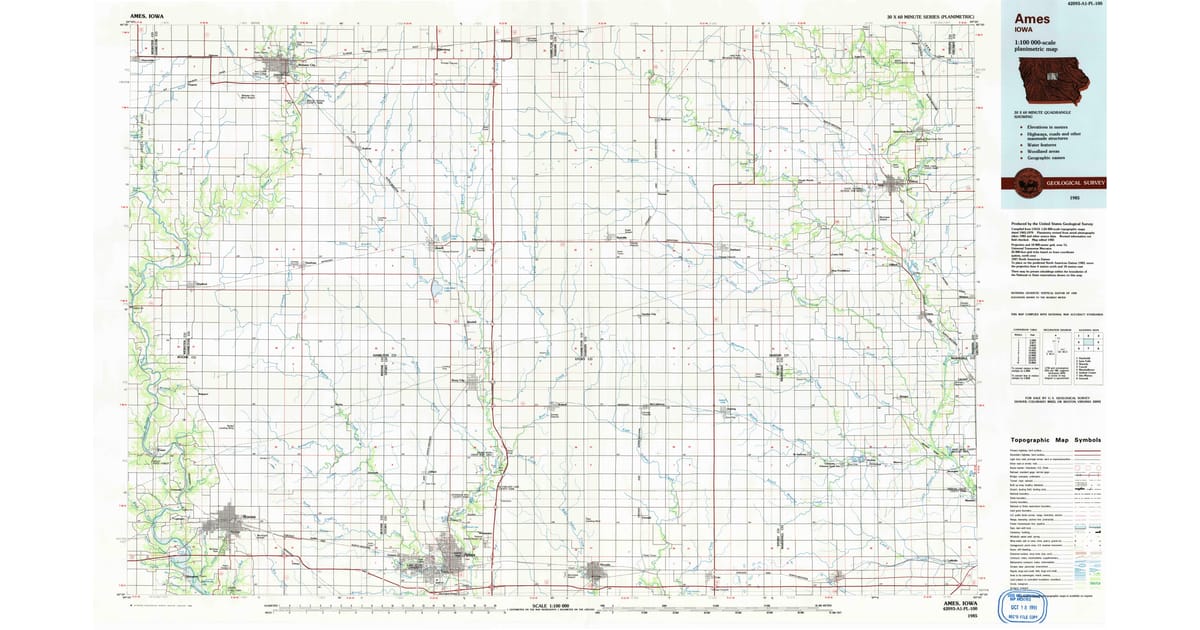 1985 Map of Ames, IA — High-Res | Pastmaps