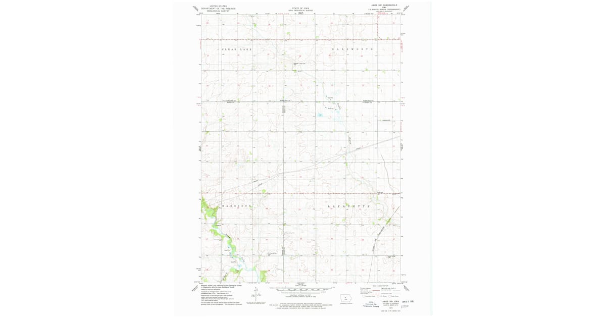 1975 Map of Ames NW, Story County, IA — High-Res | Pastmaps