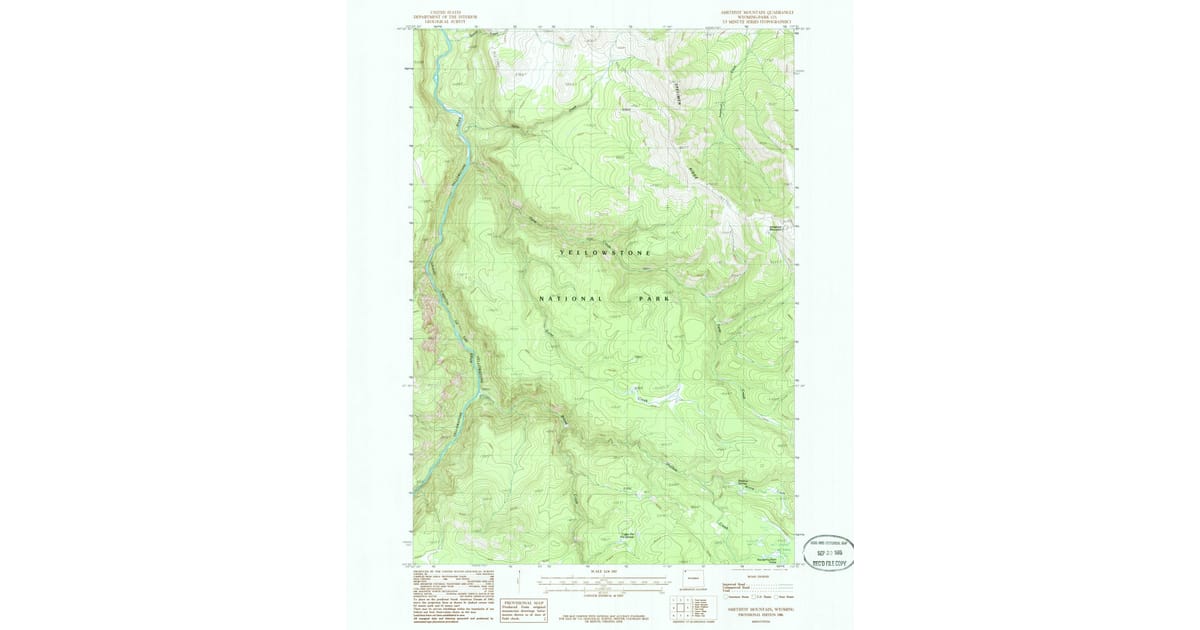 1986 Map of Amethyst Mountain, Park County, WY — High-Res | Pastmaps