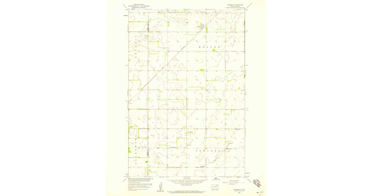 1958 Map of Amherst, Marshall County, SD — High-Res | Pastmaps