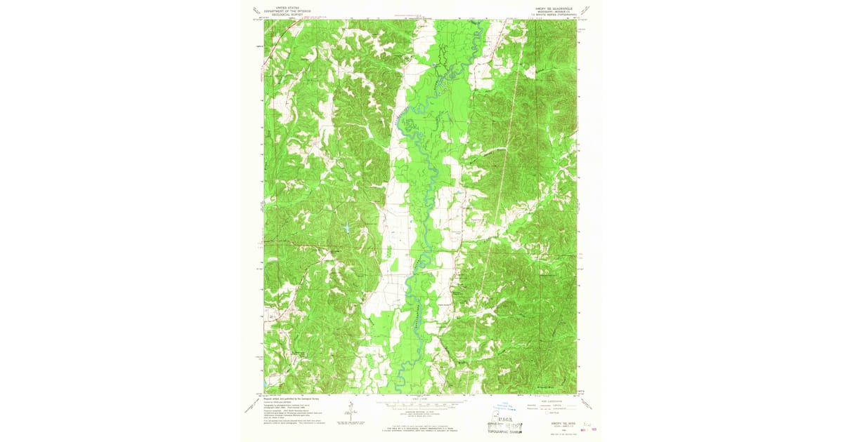 1966 Map of Amory SE, Monroe County, MS — High-Res | Pastmaps