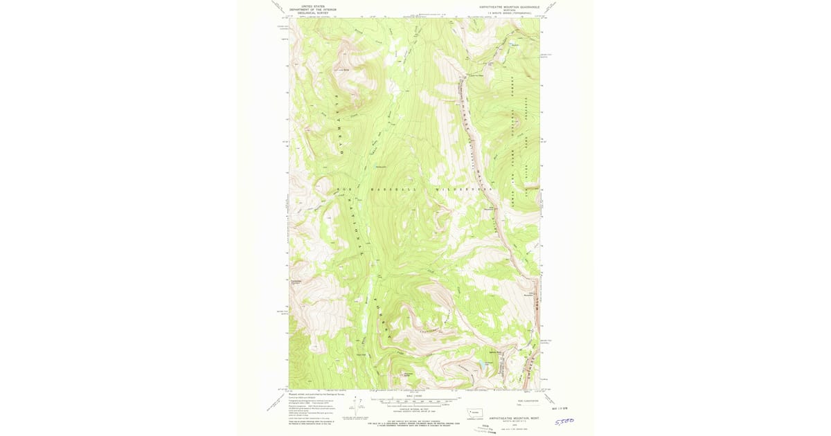 1970 Map of Amphitheatre Mountain, Flathead County, MT — High-Res, 1978 ...