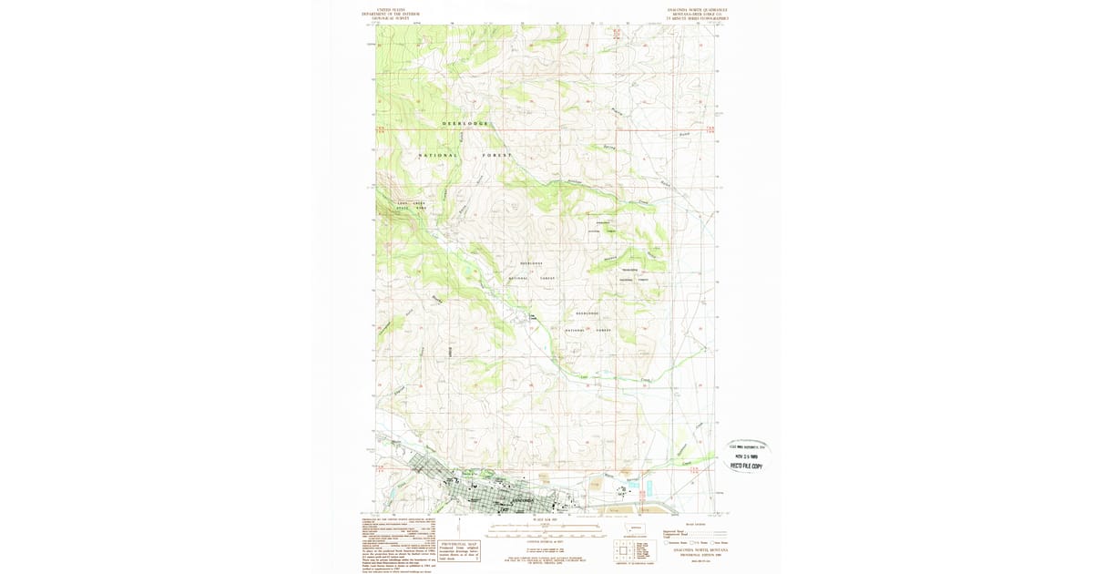 1989 Map of Anaconda North, Deer Lodge County, MT — High-Res | Pastmaps