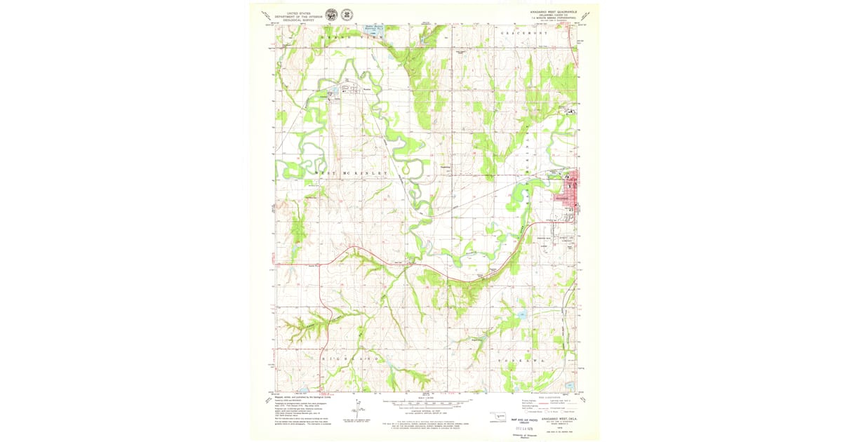 1979 Map of Anadarko West, Caddo County, OK — High-Res | Pastmaps