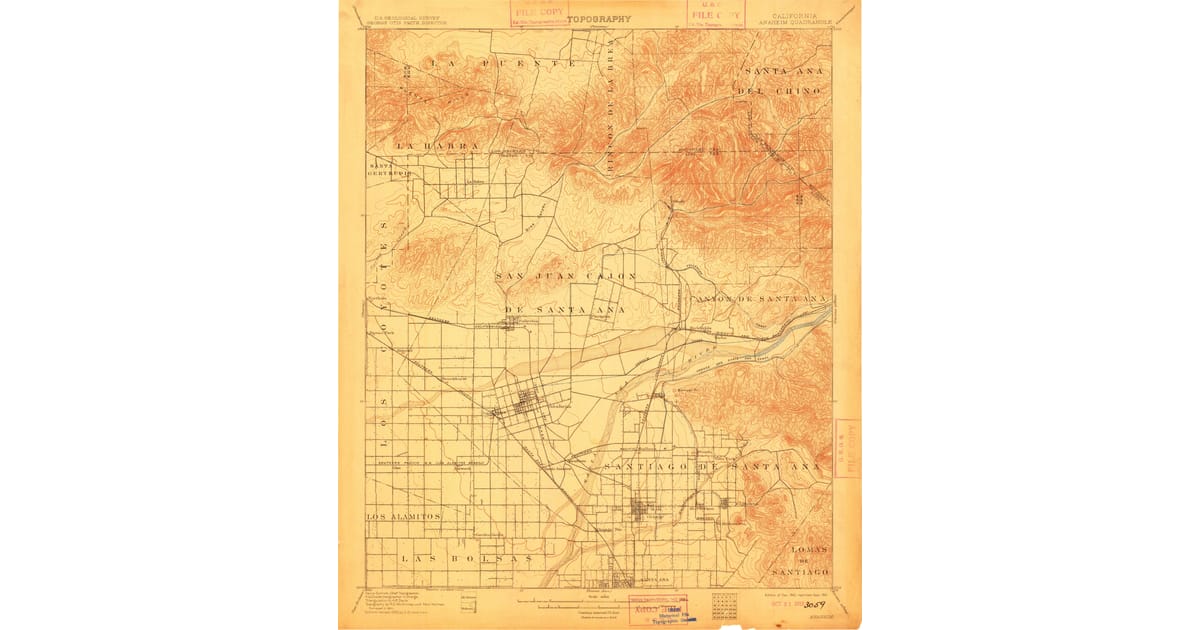 1901 Map of Anaheim, CA — High-Res, 1912 Print | Pastmaps