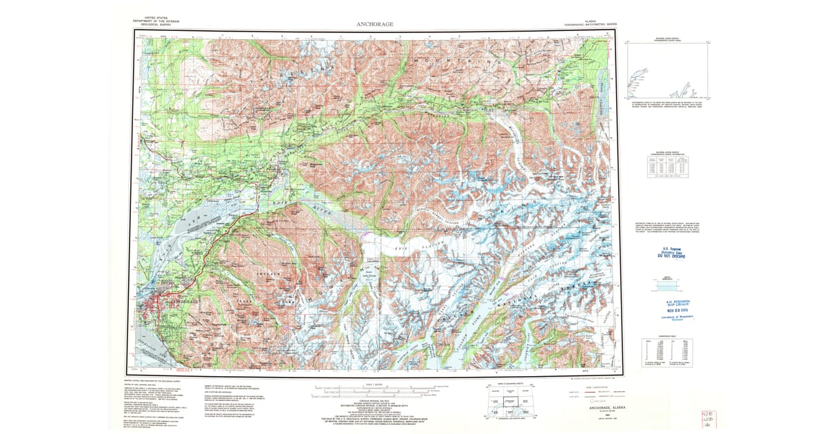 1962 Map of Anchorage, AK — High-Res, 1986 Print | Pastmaps