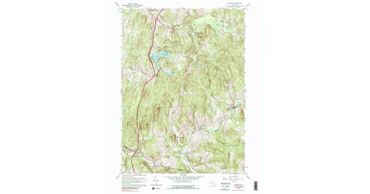 1960 Map of Ancram, Columbia County, NY — High-Res, 1989 Print | Pastmaps