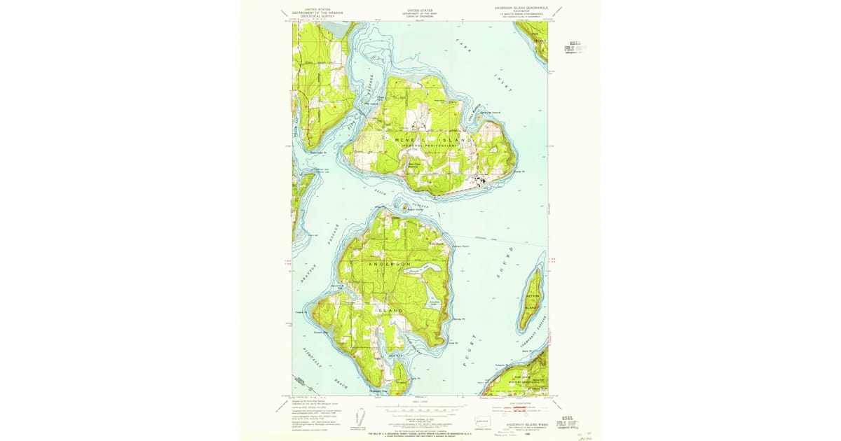 1948 Map of Anderson Island, WA — High-Res | Pastmaps