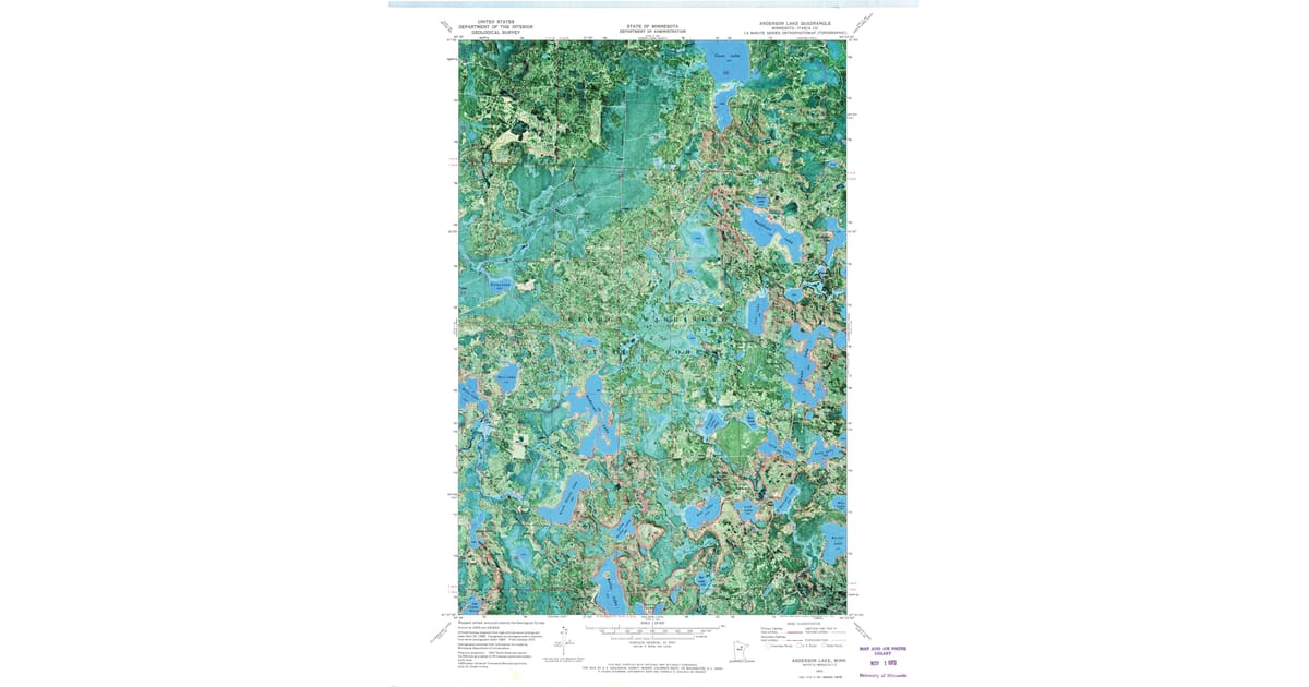 1970 Map of Anderson Lake, Itasca County, MN — High-Res | Pastmaps