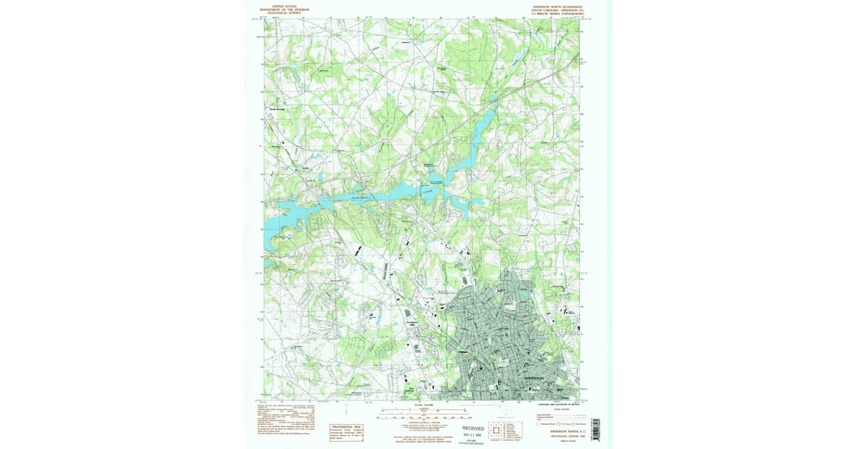 1983 Map of Anderson North, Anderson County, SC — High-Res | Pastmaps