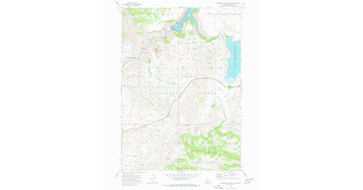 1973 Map of Anderson Ranch Dam, Elmore County, ID — High-Res, 1977 ...