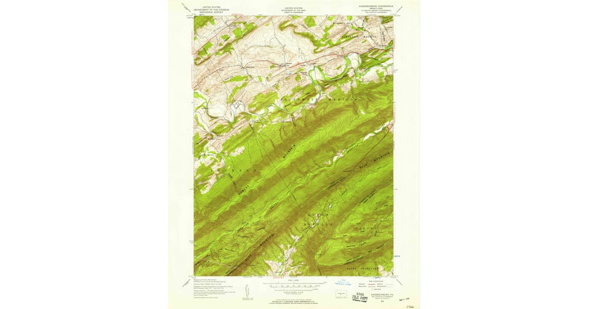 1952 Map of Andersonburg, Perry County, PA — High-Res | Pastmaps